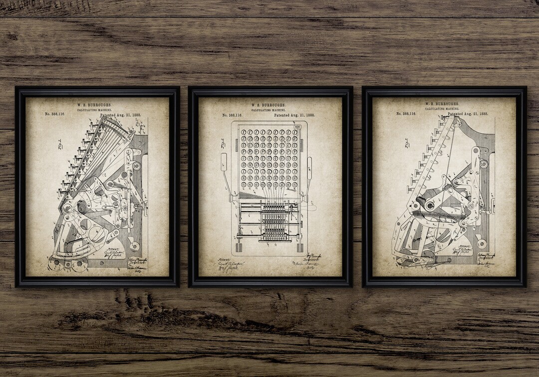 Antique Mechanical Counting Machine Set of 3, Printable 1888 Calculator ...