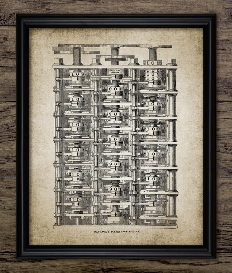 Babbage Computer Wall Art, Printable Charles Babbage Difference Engine ...