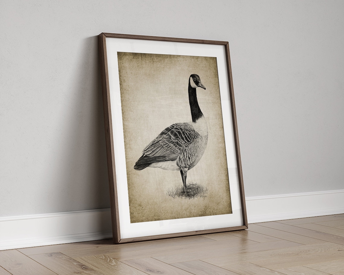 Goose Pencil Drawing Printable Goose Goose Poster Farmhouse - Etsy