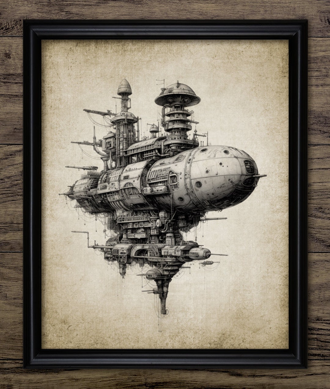 Steampunk Spacecraft Wall Art, Printable Spaceship, Steampunk Alien ...