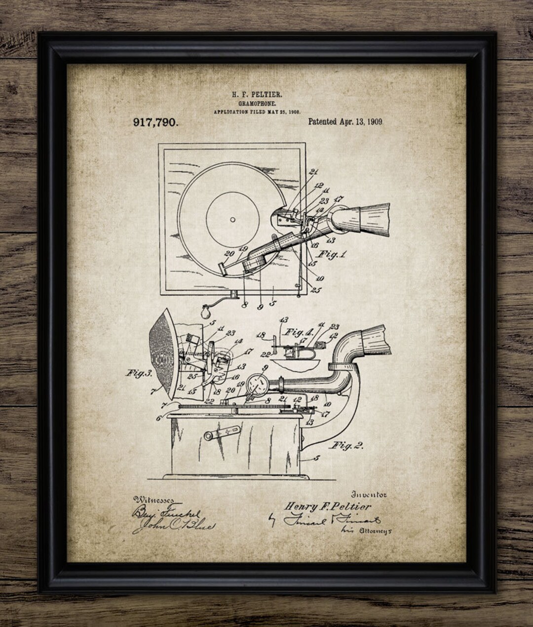 Vintage Turntable Wall Art, Printable Gramophone Design, Record Player ...