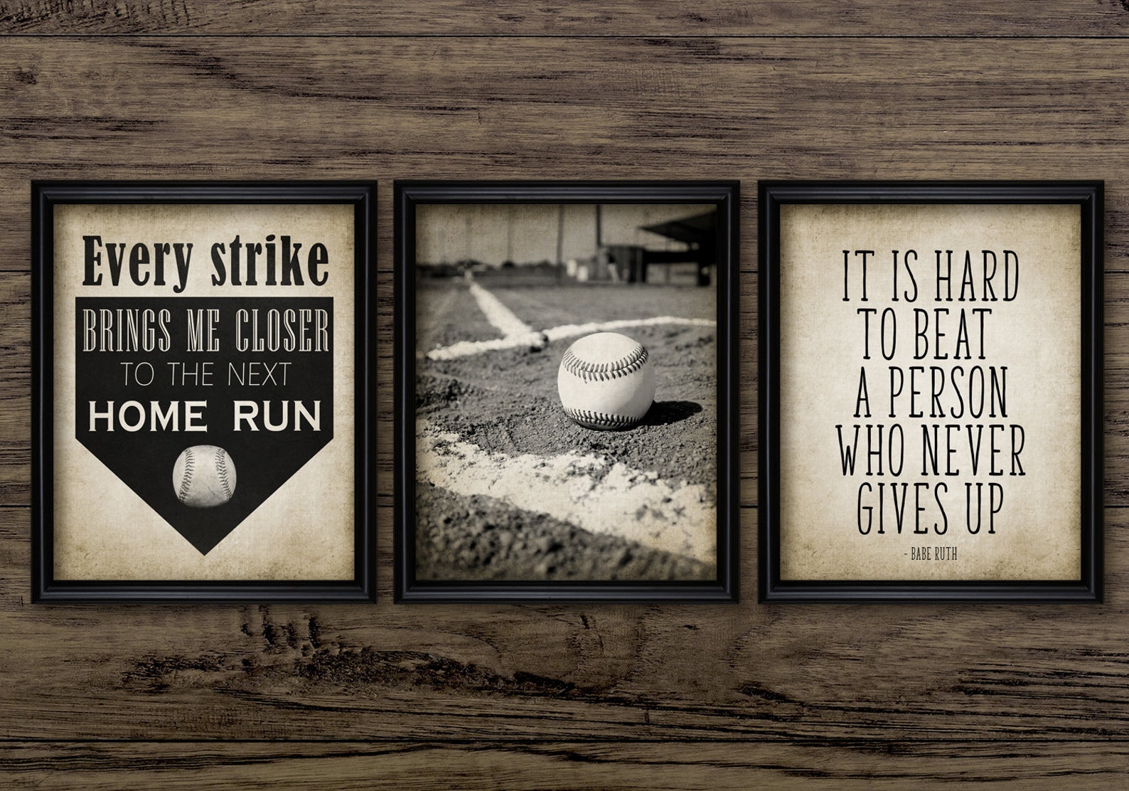Baseball Wall Art Print Set of 3 Baseball Sport Home Run - Etsy