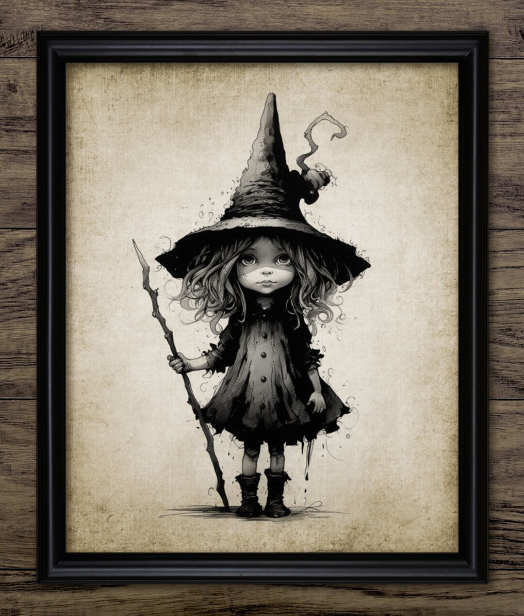 Girl Witch Wall Art, Printable Witchcraft, Black Magic, Cute Girl Witch ...