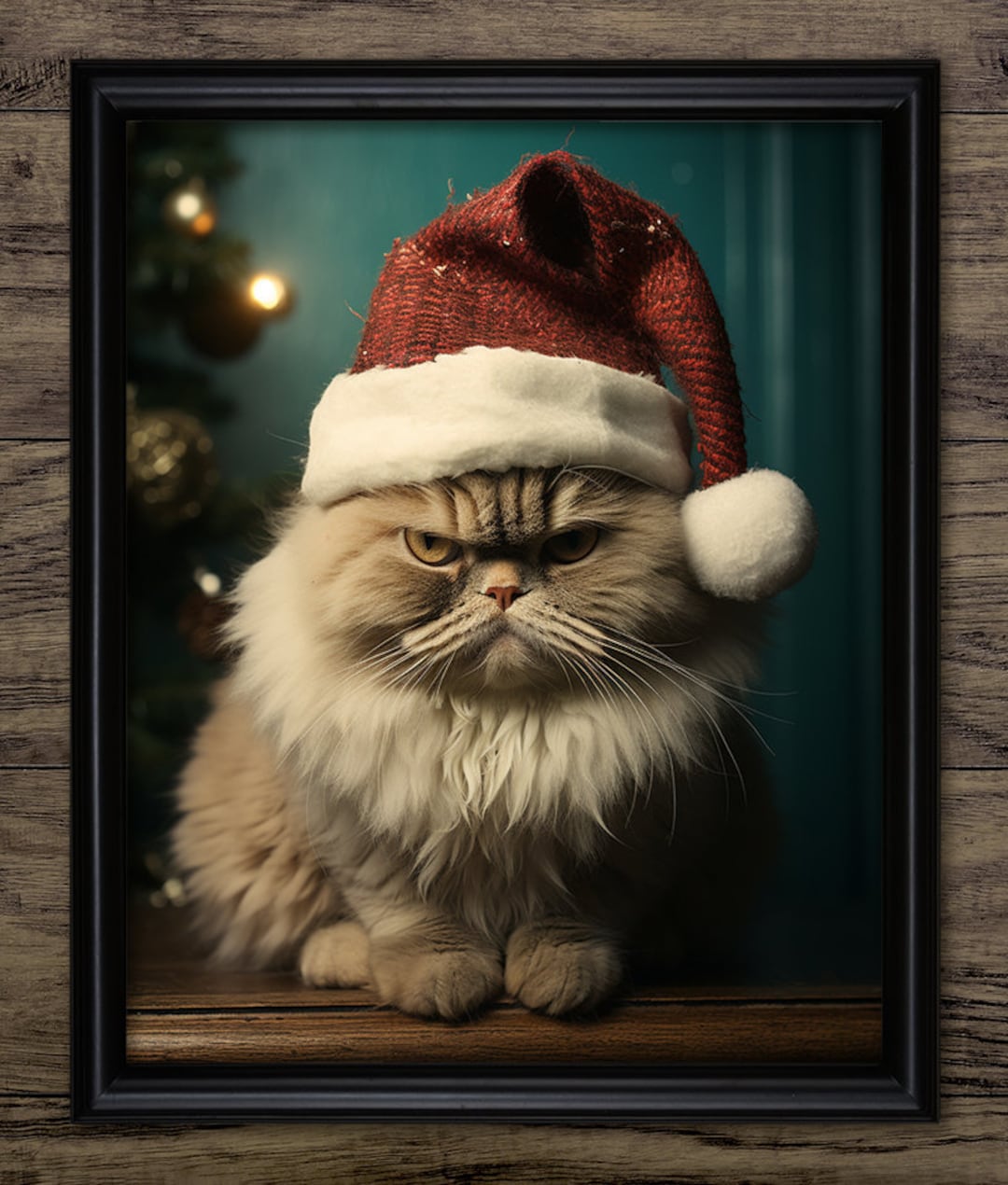 Grumpy Christmas Cat Wall Art, Printable Funny Christmas Decoration ...