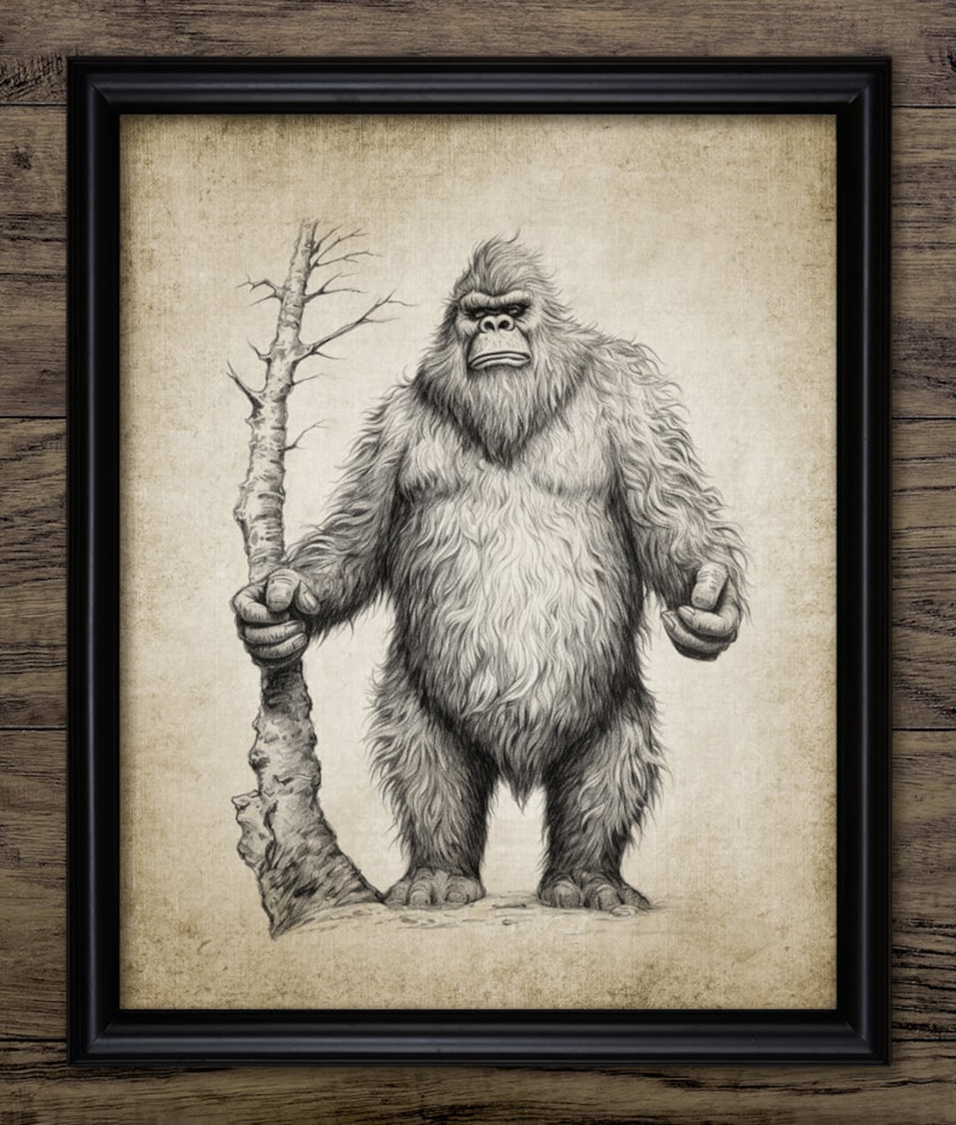 Bigfoot Wall Art, Printable Sasquatch, North America, Forest Humanoid ...