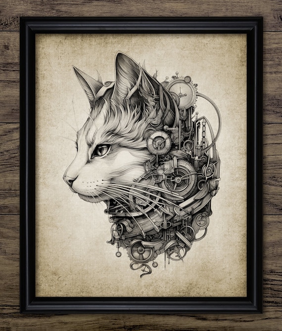 Steampunk Cat Drawings