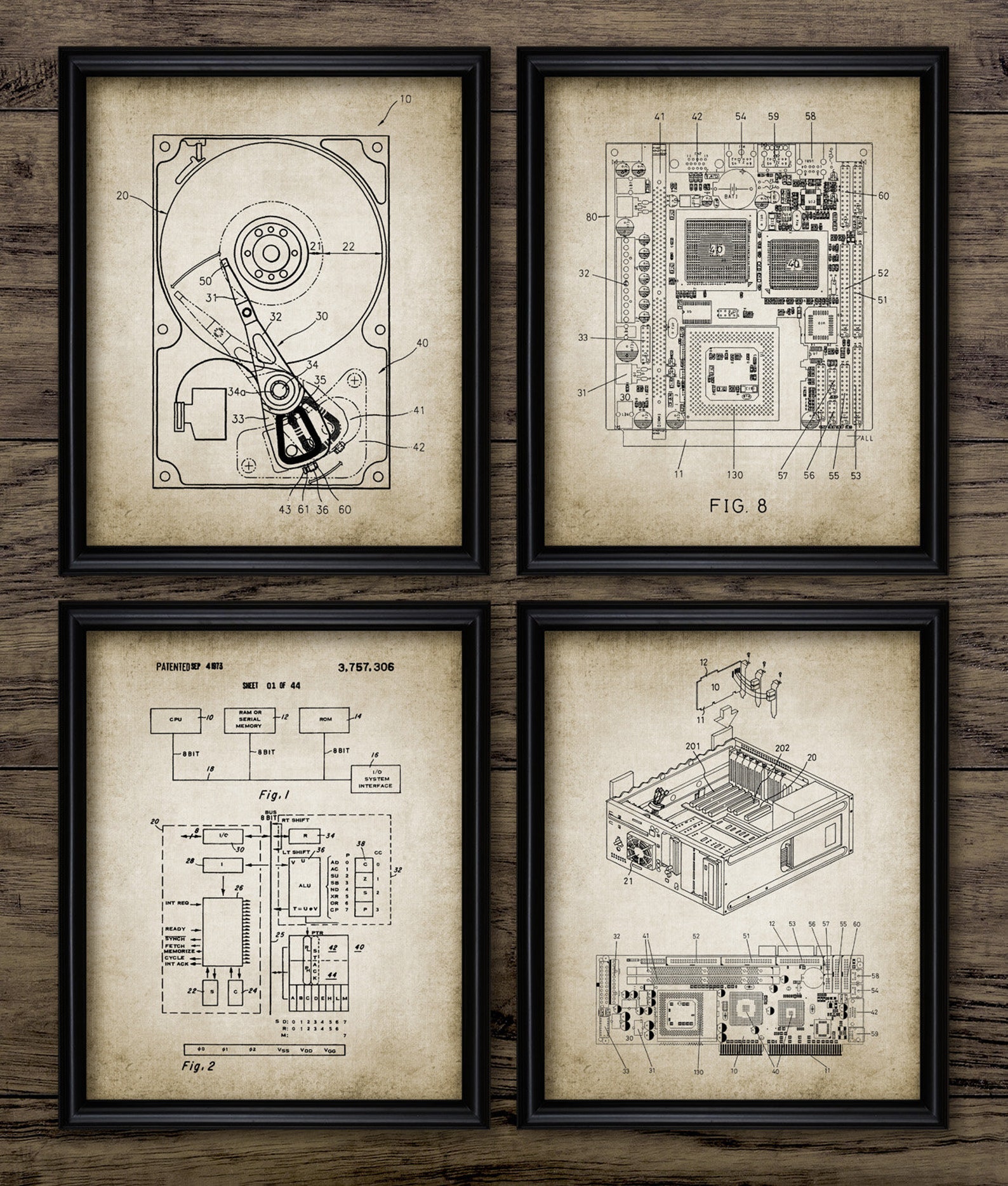 Computer Wall Art Set of 4 Hard Drive Data Storage Design | Etsy