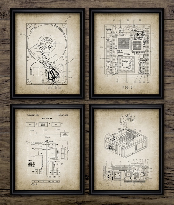 Digital Prints Keyboard Interface Mouse Vintage Computing Print Set Of ...