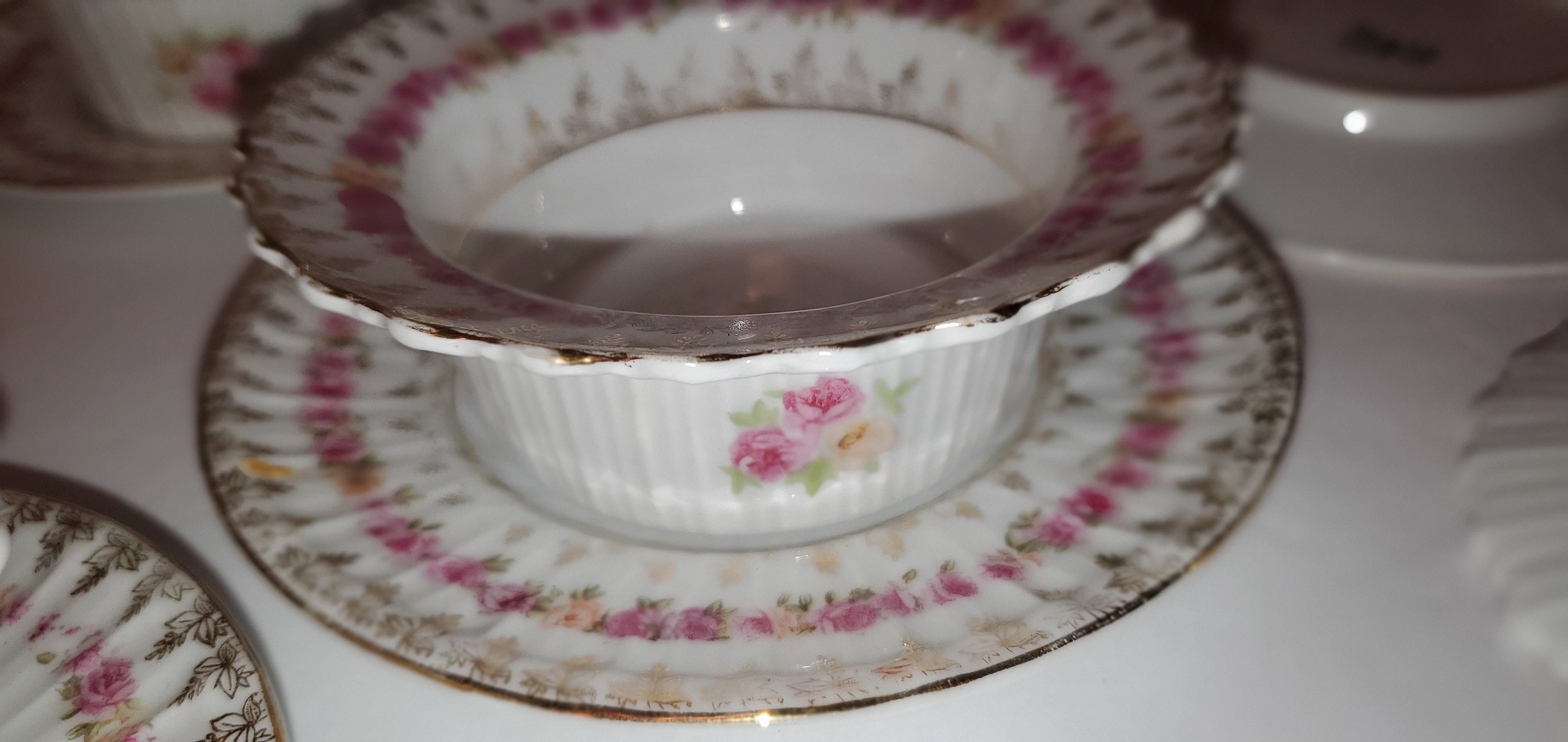 6 Victorian Custard Flan Cups Ruffle Edge Floral - Etsy