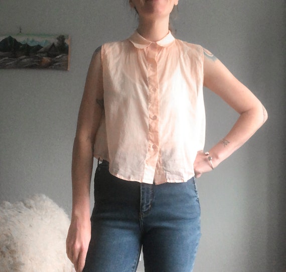 Vintage Y2K Deadstock AA Gauzy Sheer Cotton Peter Pan… - Gem