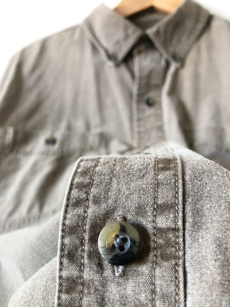 Vintage 90s Brown Grey Long Sleeve Faded Button Down Casual - Etsy