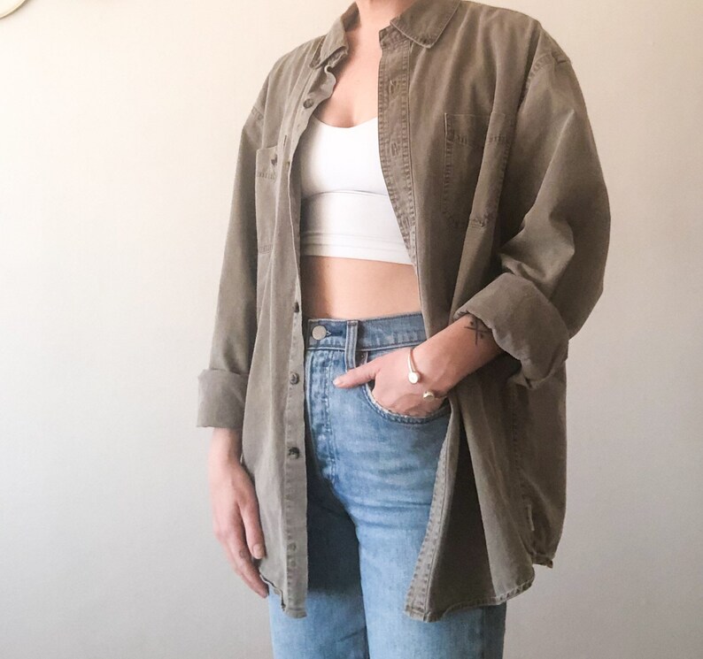 Vintage 90s Brown Grey Long Sleeve Faded Button Down Casual - Etsy