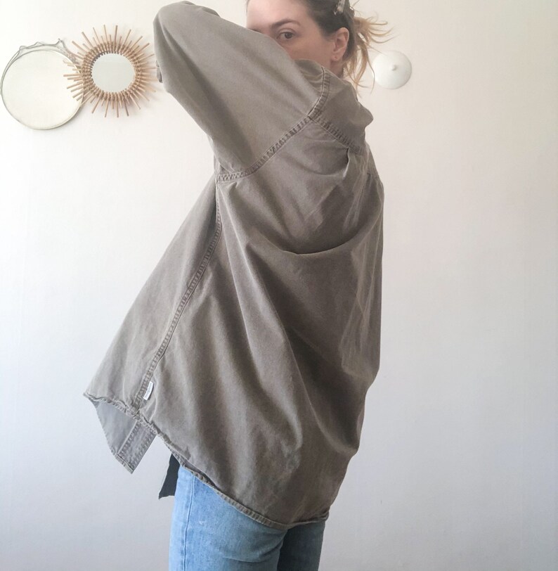 Vintage 90s Brown Grey Long Sleeve Faded Button Down Casual - Etsy