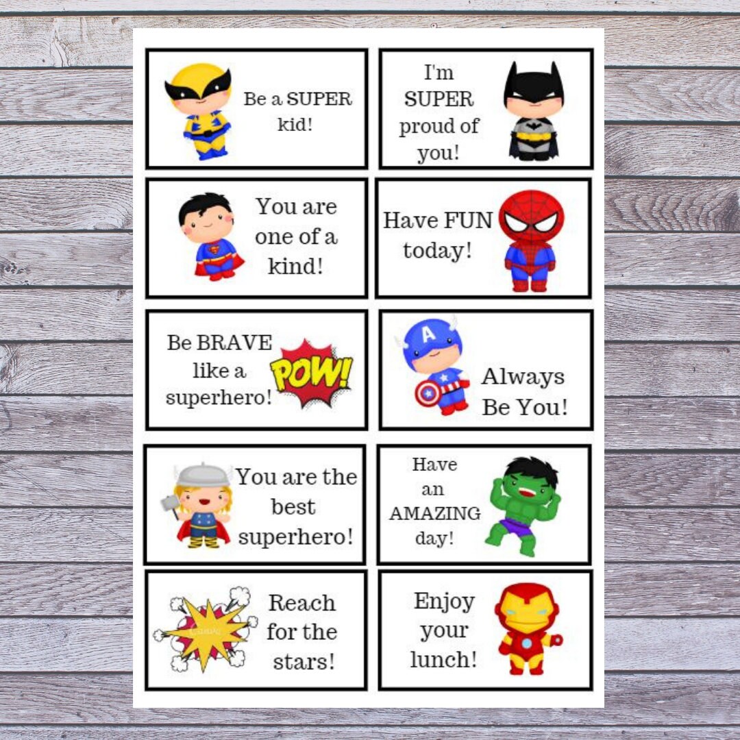 DIGITAL Superhero Lunchbox Notes Lunch Notes for Kids - Etsy