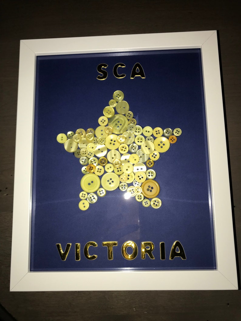 Monogram and Star Button Art - Etsy