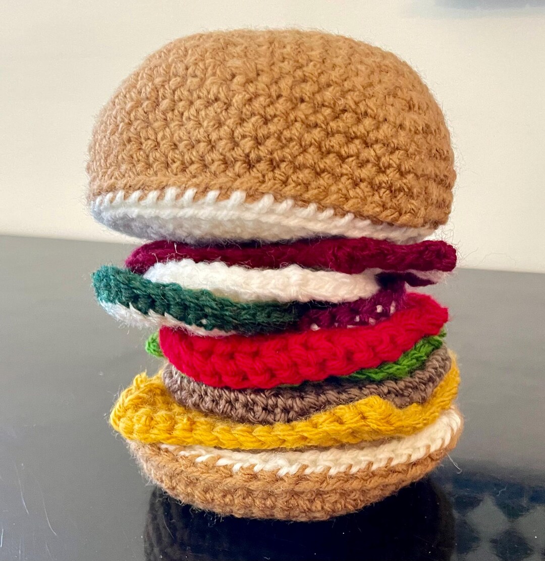 Hand Made Cheeseburger Crocheted Food Amigurumi Play Food child Safe No ...