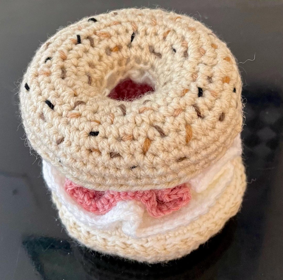 Hand Made Everything Bagel With Lox and Cream Cheese Crocheted Food ...