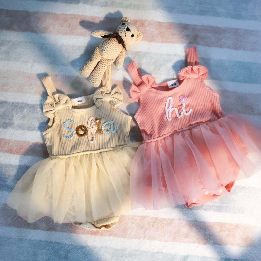 Custom First Birthday Tutu Romper, Baby Name Tutu Dress, Personalized ...