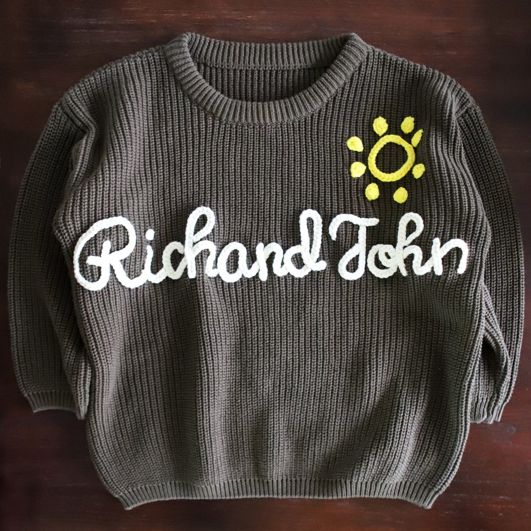Name Sweater Baby Boy, Baby Knit Sweater With Name, Embroidered Sweater ...