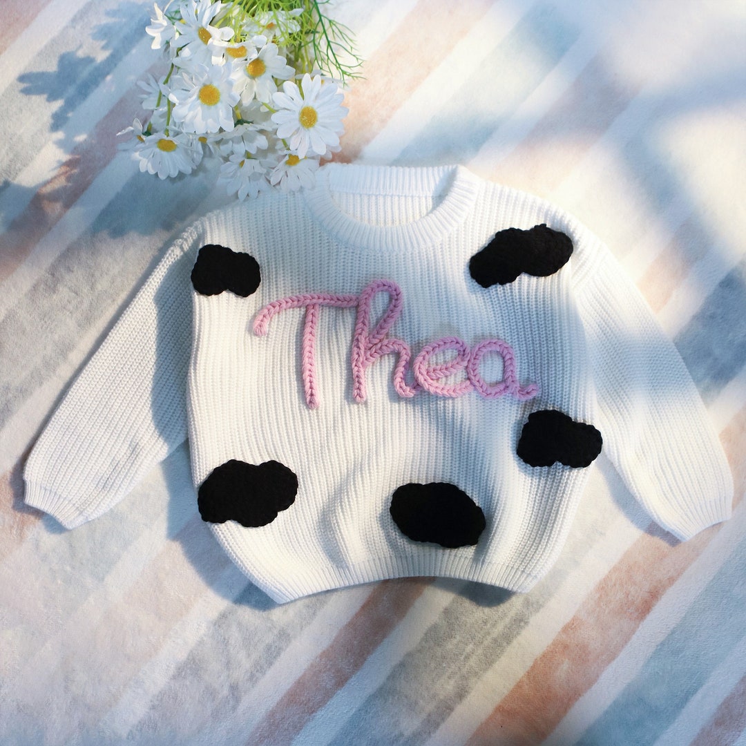 Cute Baby Name Sweater, Baby Knitted Sweater With Name, Custom Hand ...