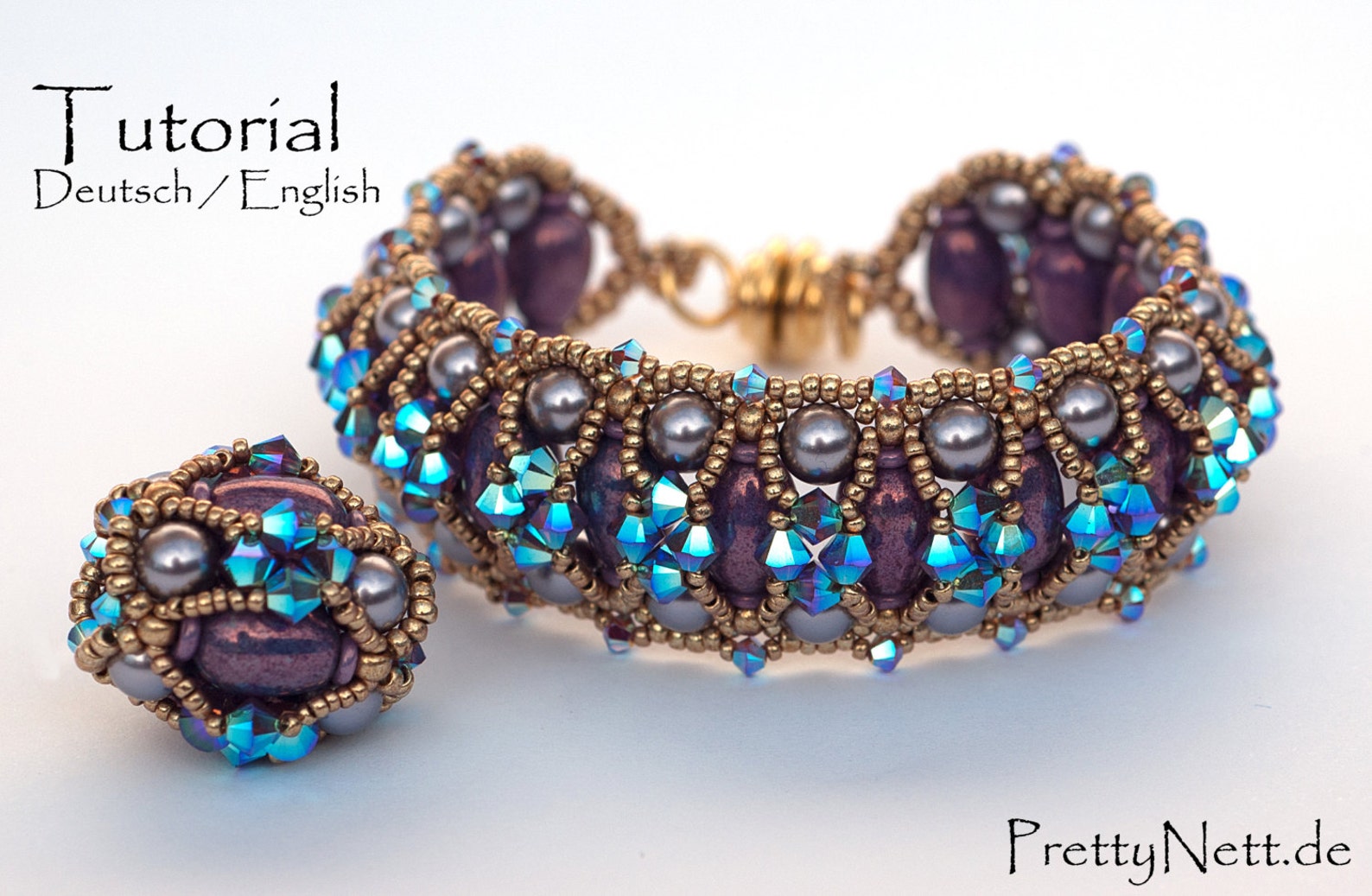Beading Pattern - 2 in 1 Beading Tutorial Bracelet - Beaded Bead ...