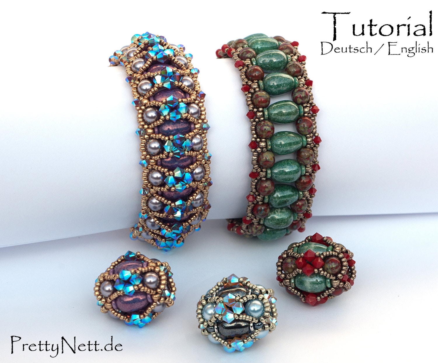 Beading Pattern - 2 in 1 Beading Tutorial Bracelet - Beaded Bead ...