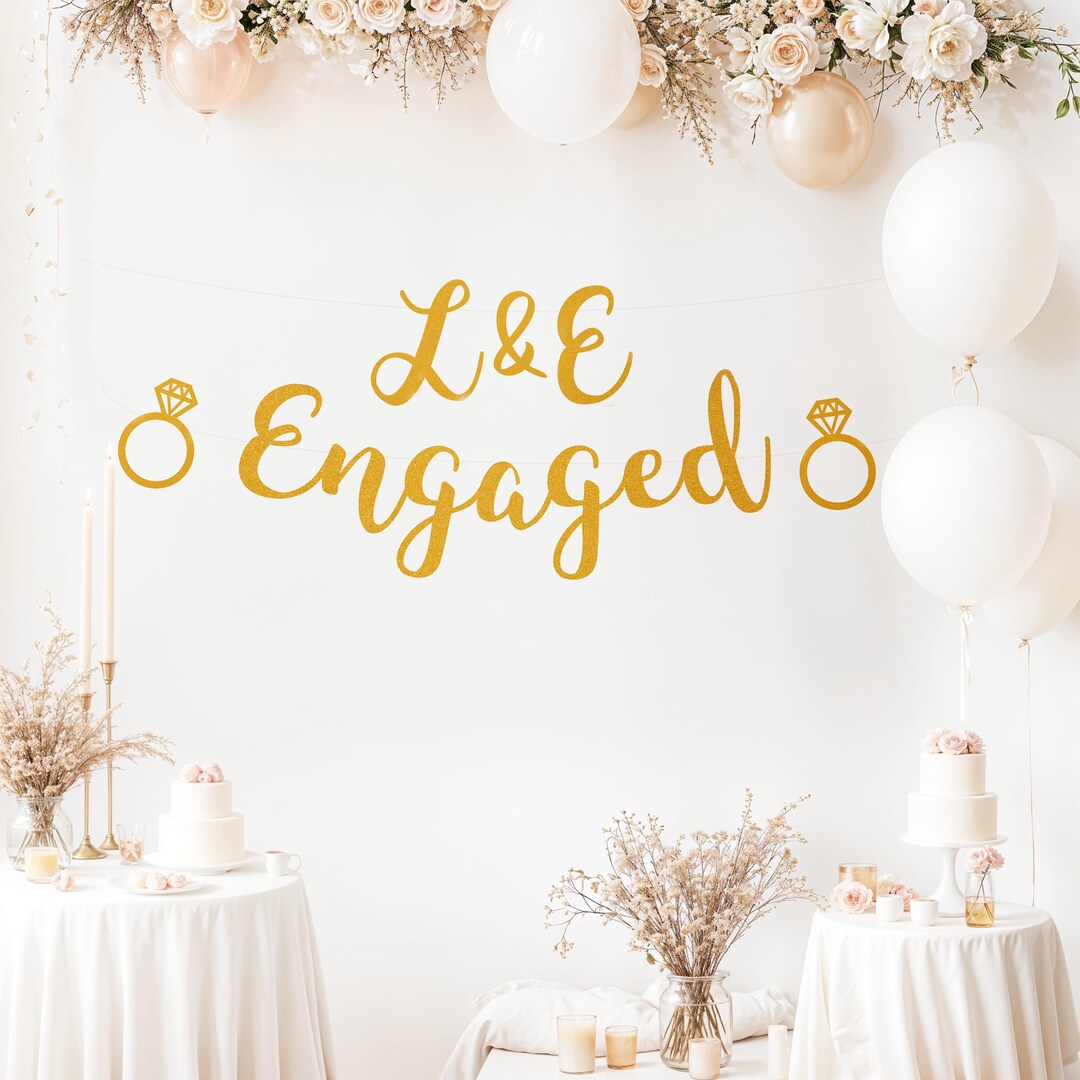 Engagement Party Cursive Banner for Couples With Initials - Proposal ...