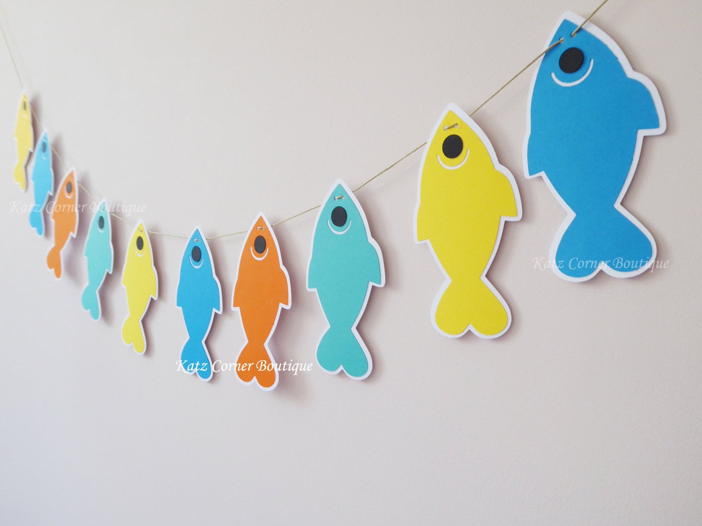 Fishing party decoration Fish garland banner Nautical Gone | Etsy