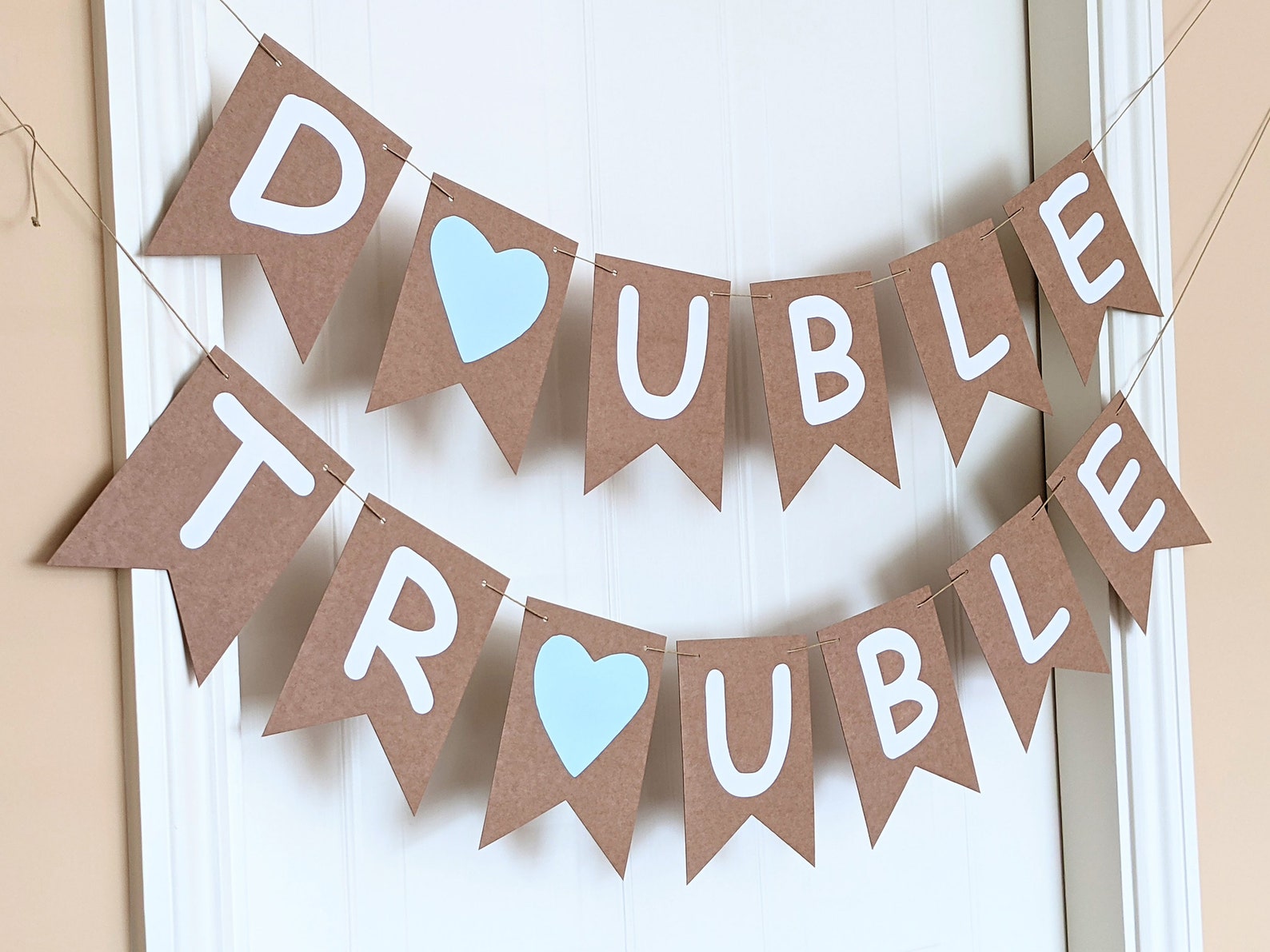 Double Trouble Banner for Twins Baby Shower Mama to Be Twin | Etsy