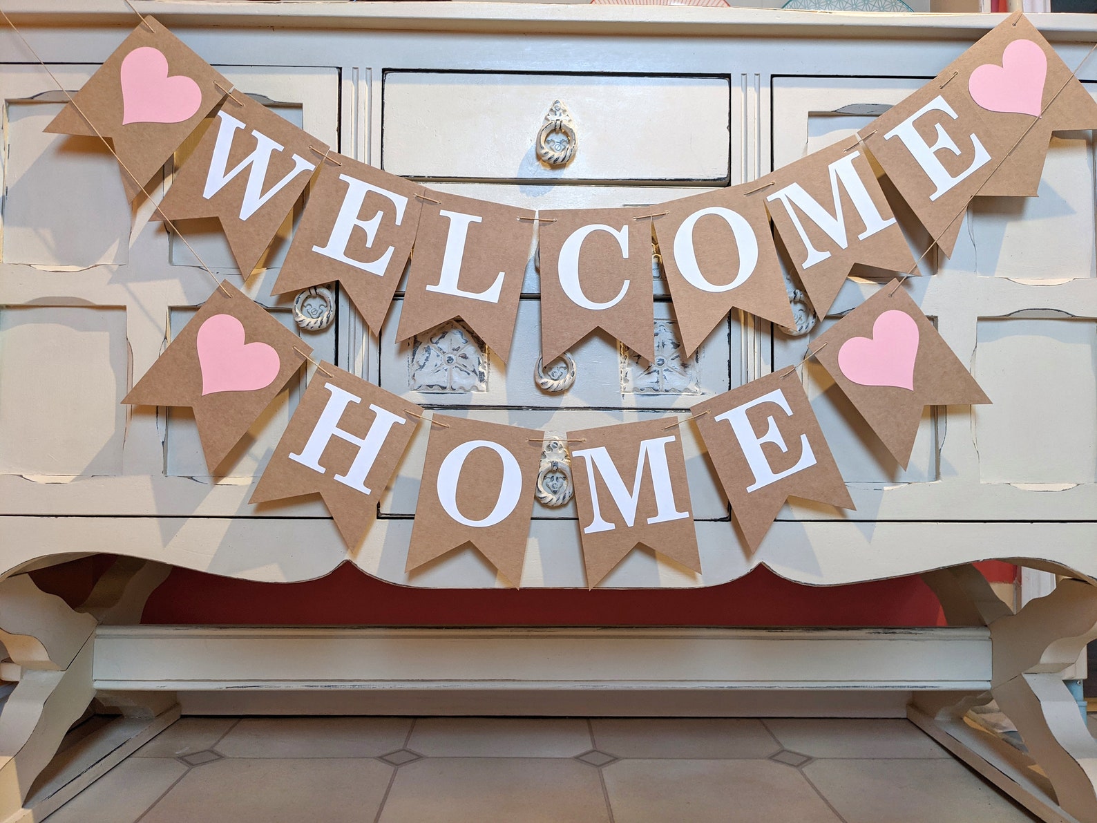 Welcome Home Bunting Sign, Newborn Baby, Newlyweds Honeymoon, Army ...