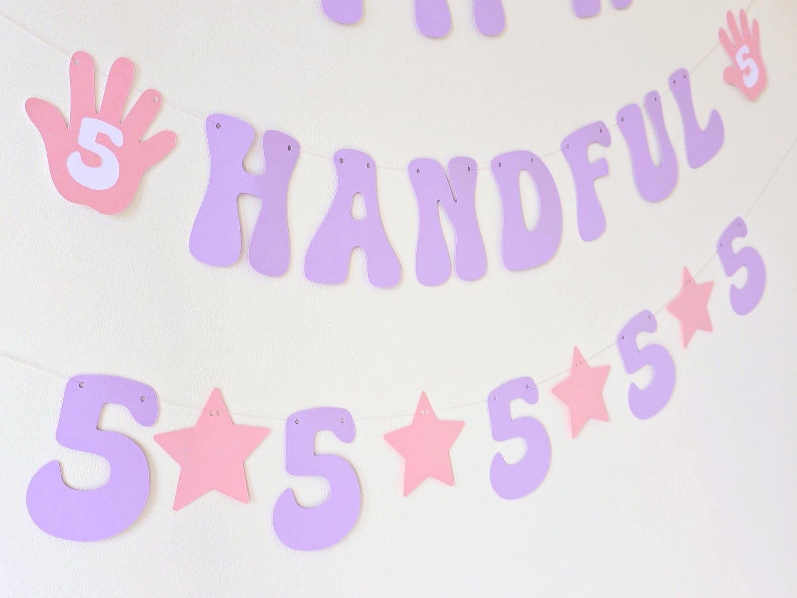 I Am a Handful 5th Birthday Banner - Lilac and Pink Party Decoration ...