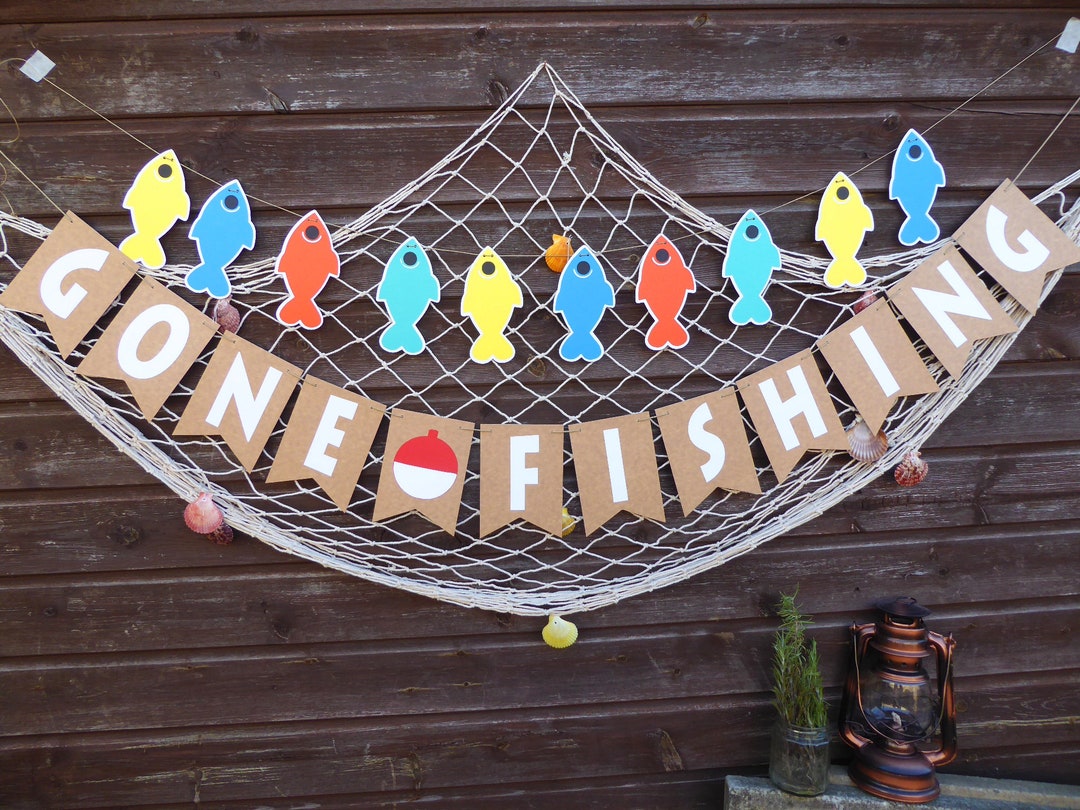 Gone Fishing Banner, the Big One Fishing Birthday, Fishing Themed Party ...