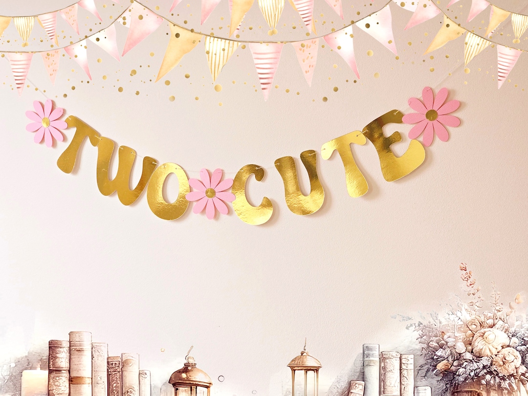 Two Cute 2nd Birthday Banner for Girls Birthday Celebration or ...