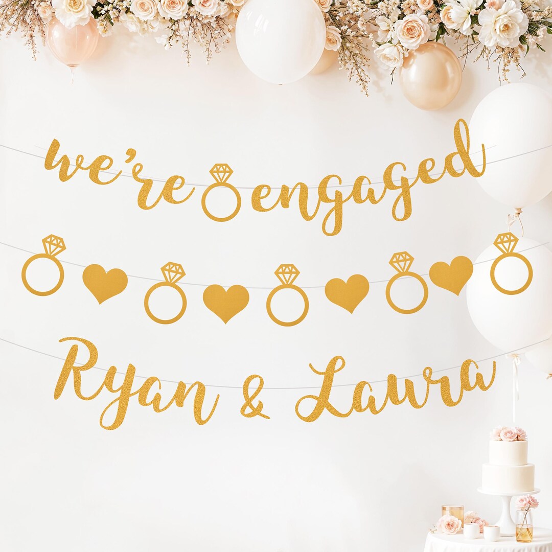 We Are Engaged Personalised Banner - Diamond Ring Banner for Engagement ...
