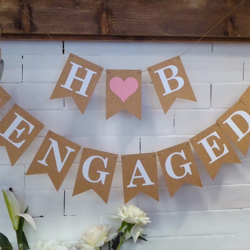 Engaged Bunting Banner Sign Engagement Party Decoration - Etsy