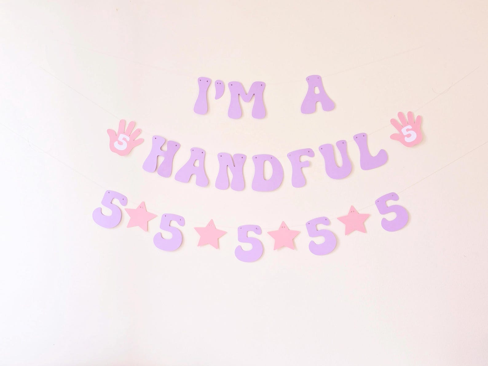I Am a Handful 5th Birthday Banner - Funny Party Decoration With Hand ...