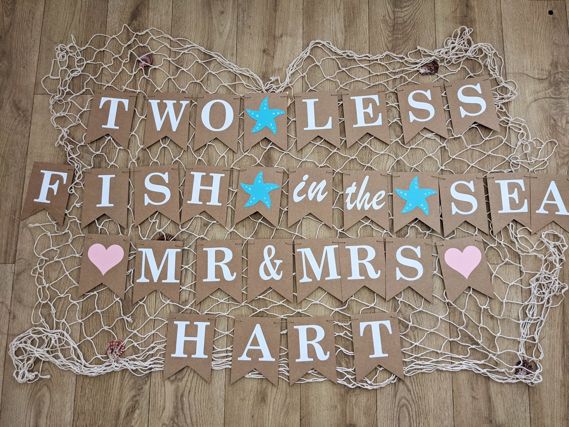Two Less Fish in the Sea, Mr and Mrs Personalised Bunting, Engagement ...