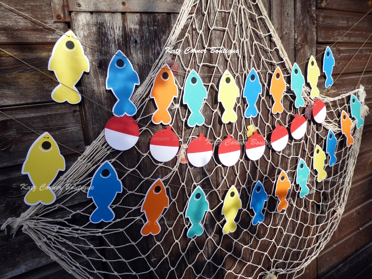 Fishing party decoration Fish garland banner Nautical Gone | Etsy