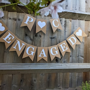 Engaged Bunting Banner Sign, Engagement Party Decoration, Initials ...