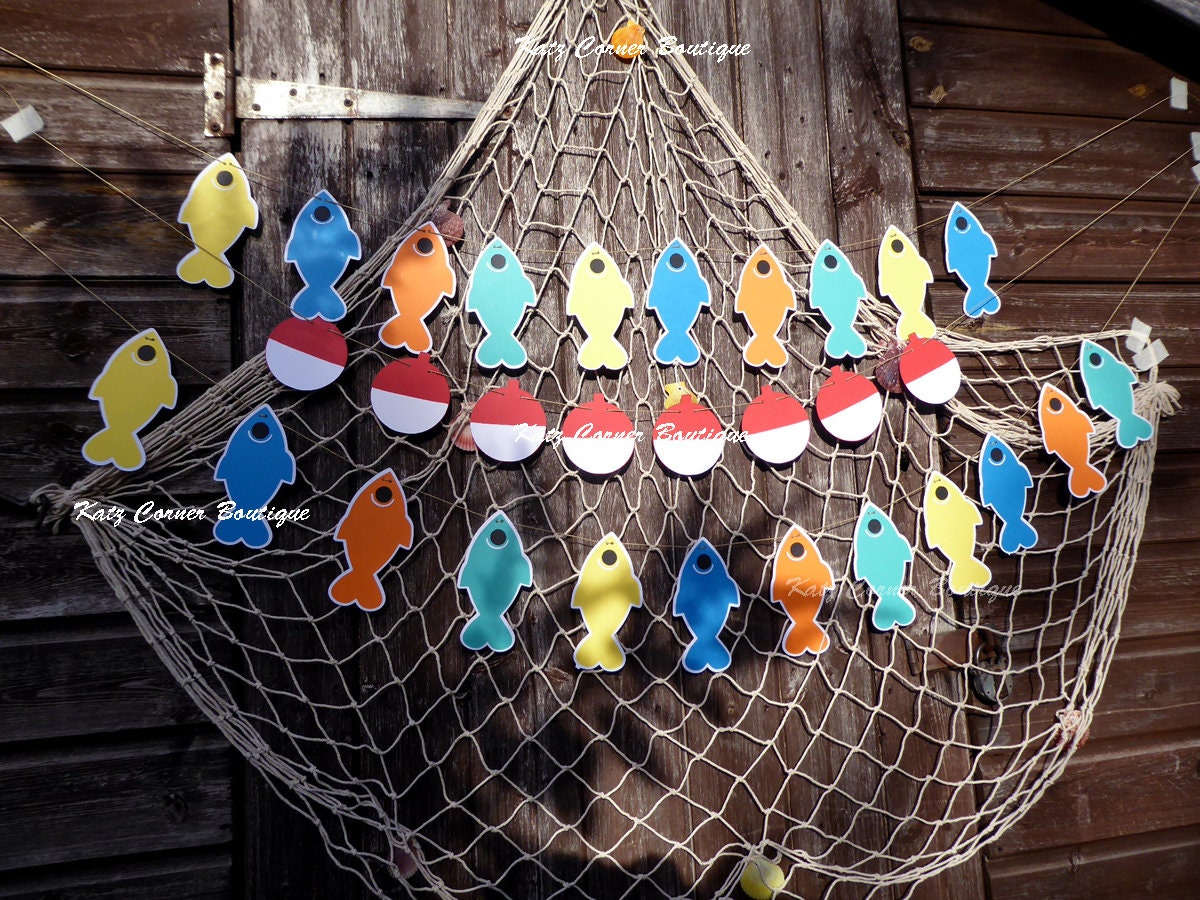 Fishing party decoration Fish garland banner Nautical Gone | Etsy