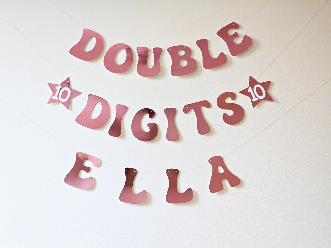 Double Digits Birthday Banner With Personalised Name for Girls 10th ...