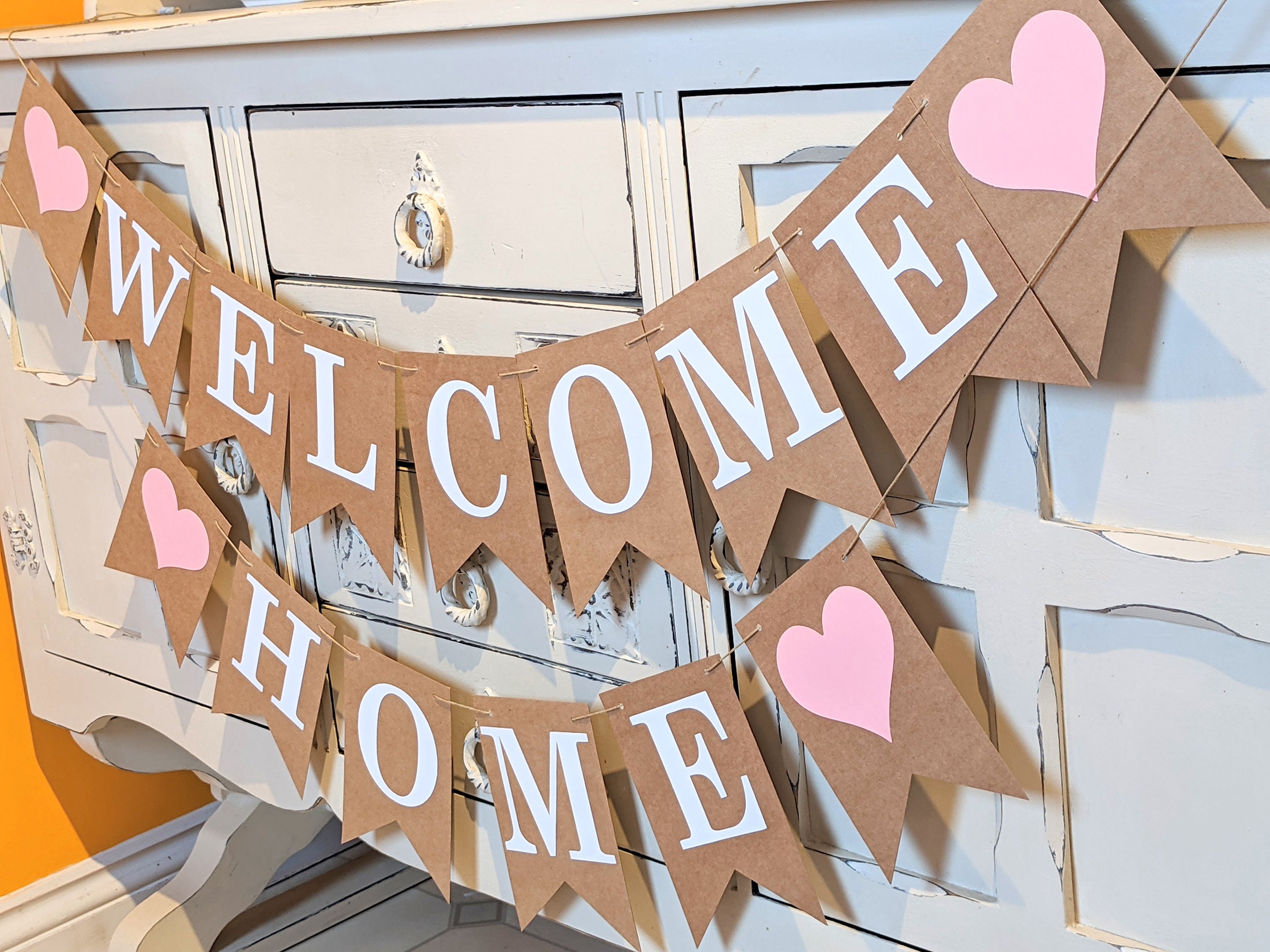 Welcome Home Bunting Sign, Newborn Baby, Newlyweds Honeymoon, Army ...