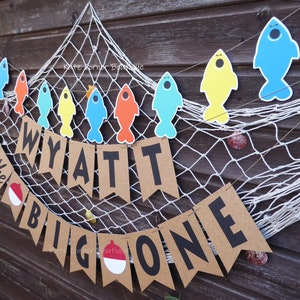 The Big One Fishing Birthday, Personalised Banner, Fishing Garland, 1st ...
