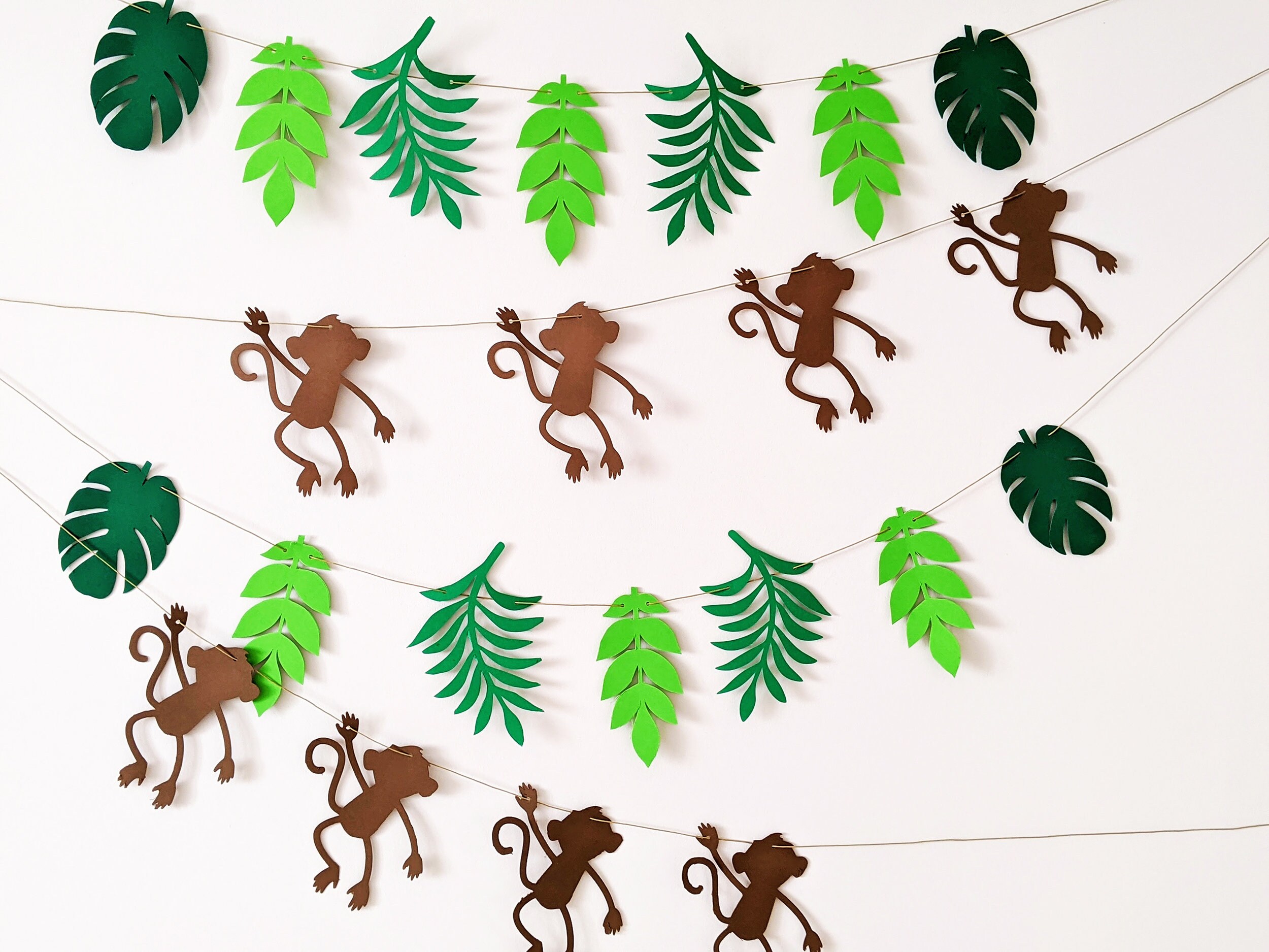 Monkey Leaf Garland for Tropical, Jungle, Safari, Forest Birthday Party ...