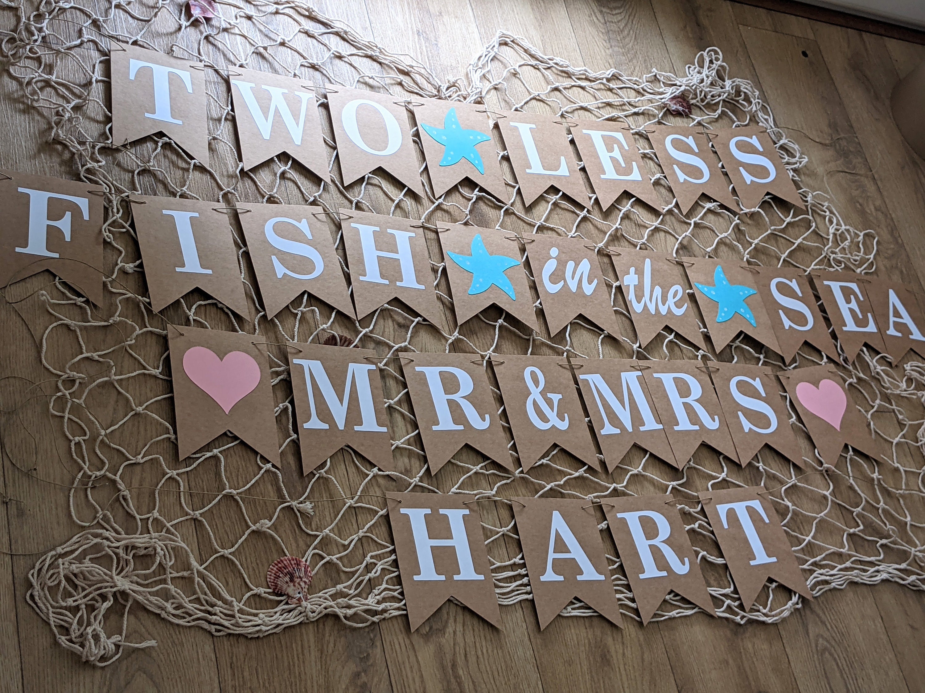 Two Less Fish in the Sea, Mr and Mrs Personalised Bunting, Engagement ...