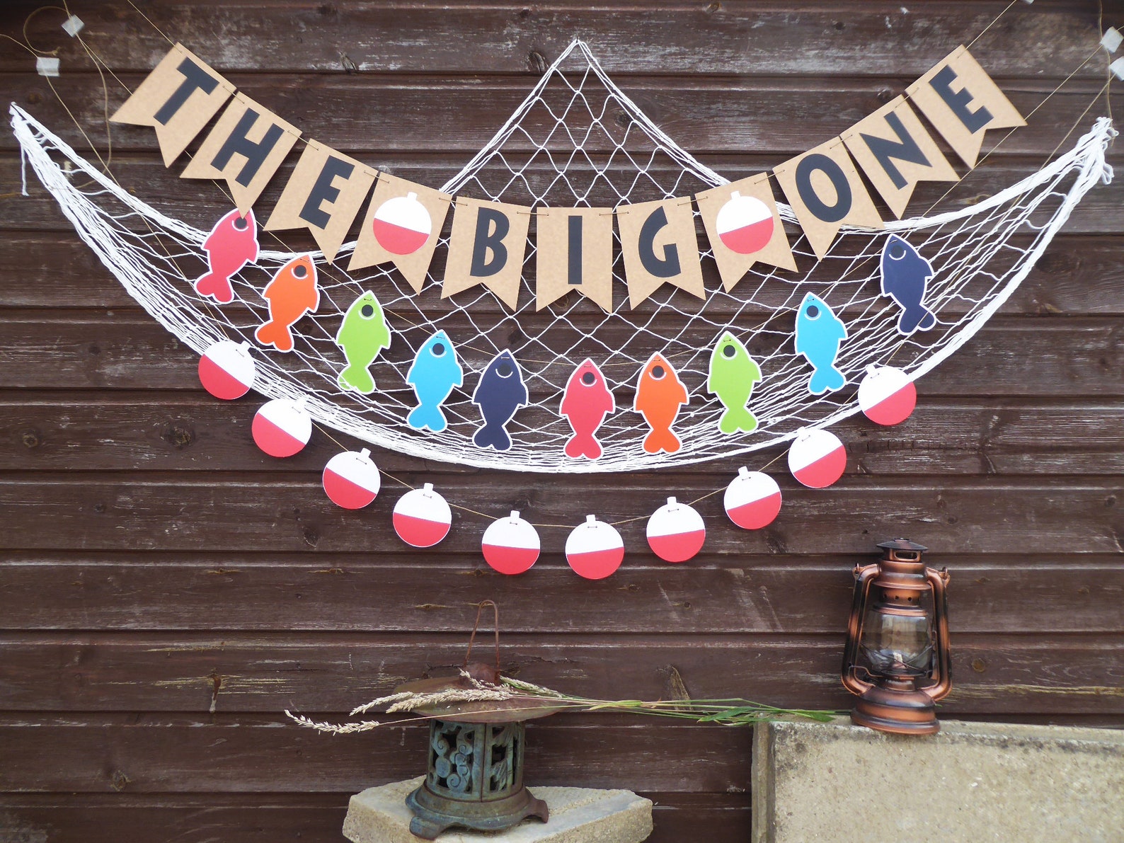 The Big One Fishing Birthday Party Banner Fish Bobber - Etsy