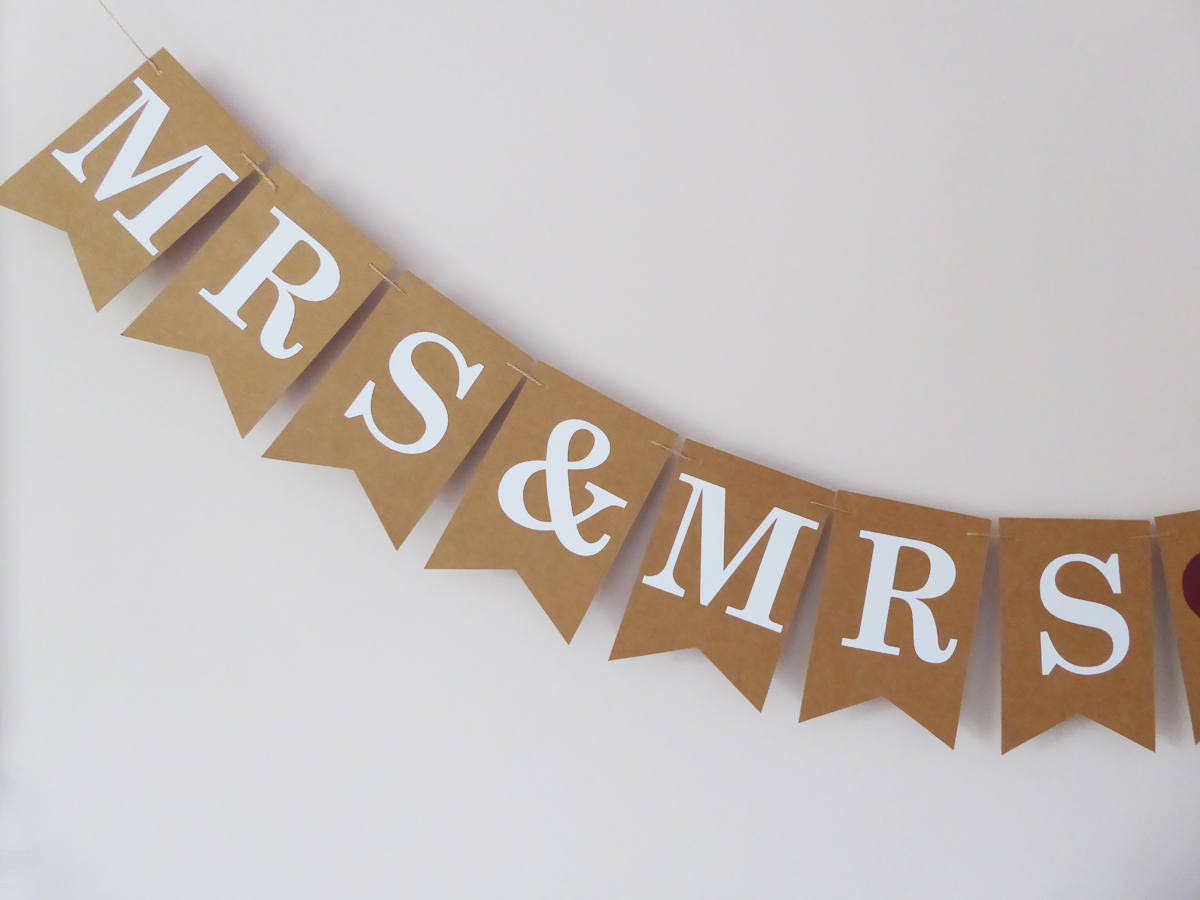 Same Sex Wedding Mrs And Mrs Bunting Banner Sign Personalised Etsy