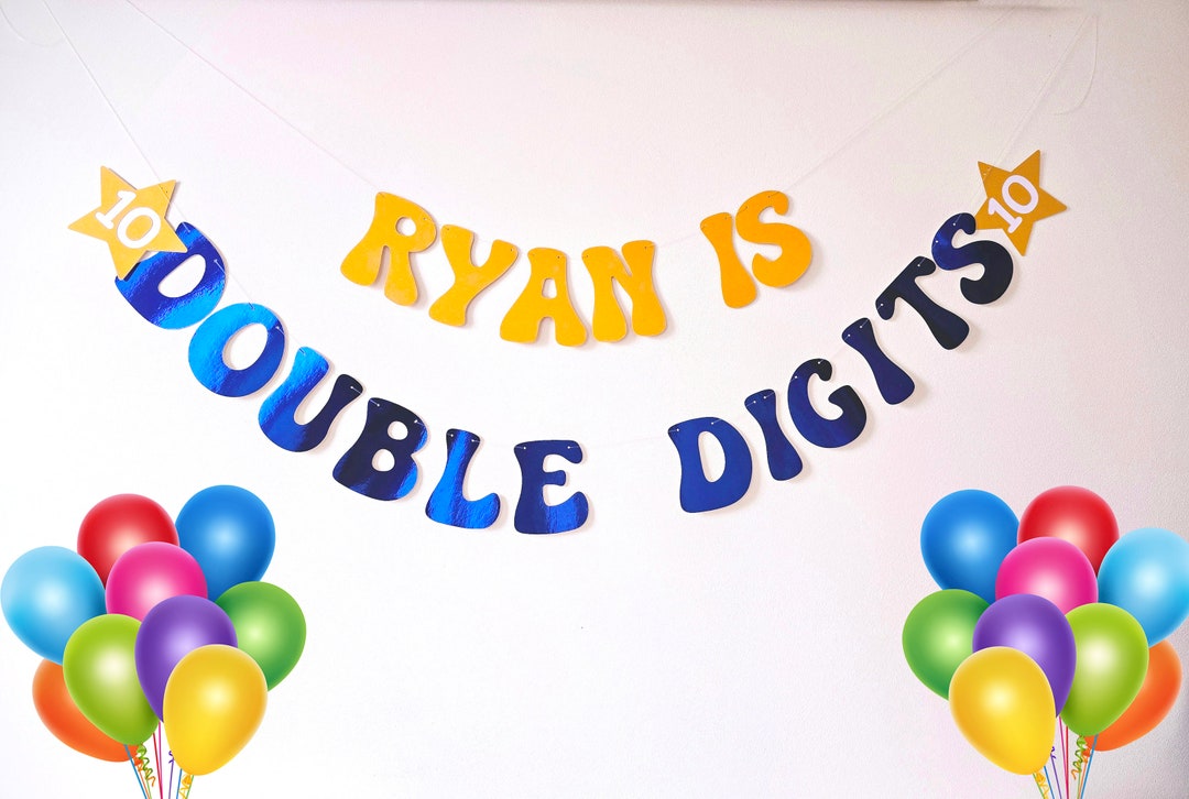 Double Digits 10th Birthday Personalised Party Banner Decoration for ...