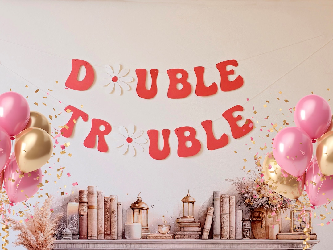 Double Trouble Birthday Banner for Twins or Baby Shower - Etsy Canada