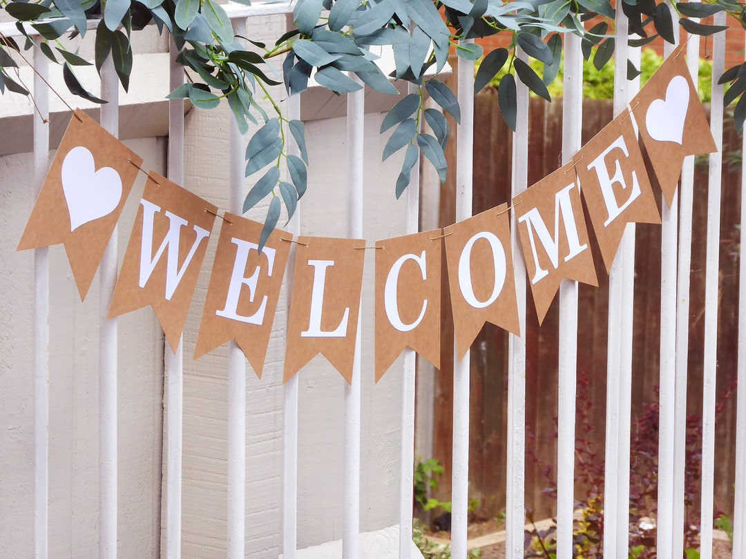 Handmade Welcome Bunting Banner: Rustic Party Decor - Etsy